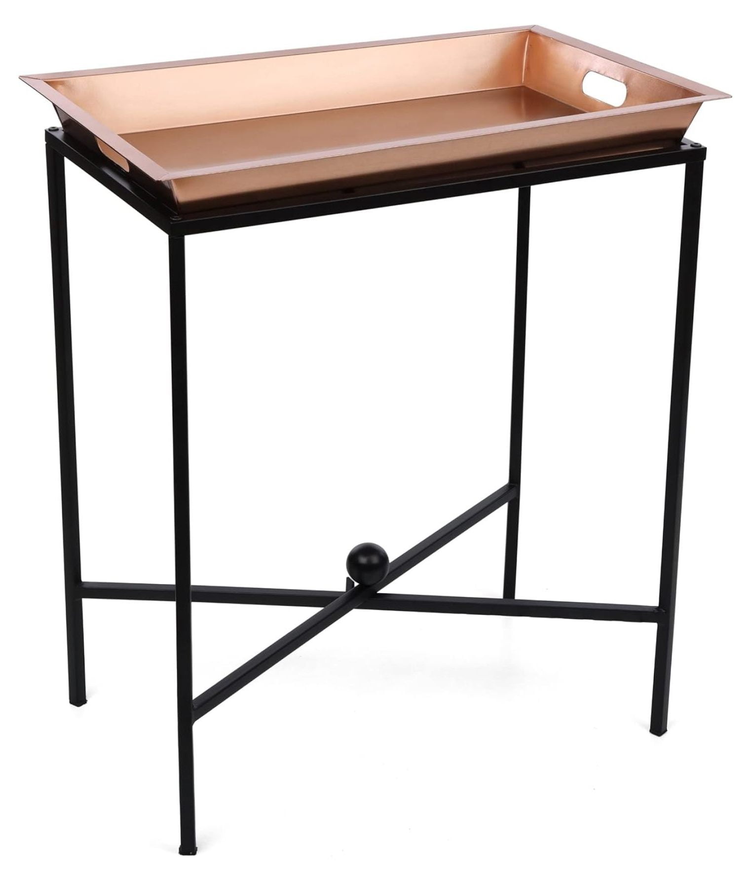25" Butler Tray Table with Removable Copper Top | 25" L x 15.6" W Top ...