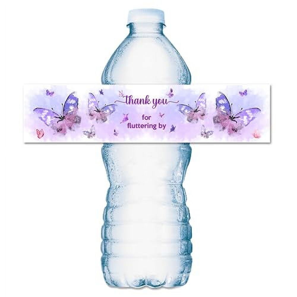 25 Butterfly Bottle Labels, Waterproof Water Bottle Wrappers, Thank You ...