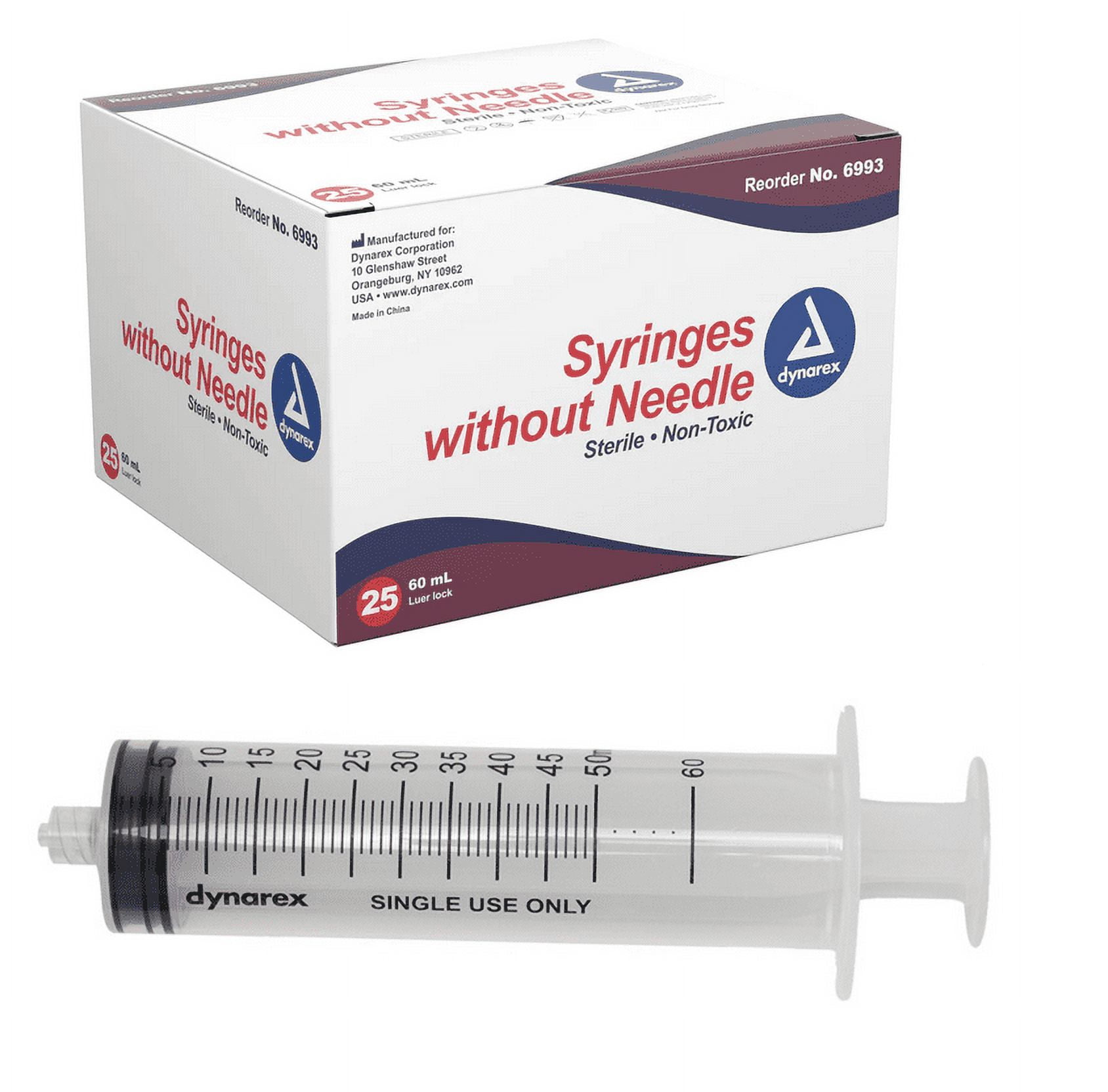25/Bx All Sizes (Without Needle) Latex Free Plastic Disposable Syringe ...