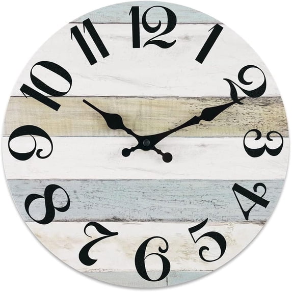 25 CM Round Wall Clock Silent Non Ticking Simple Style for Kitchen ...