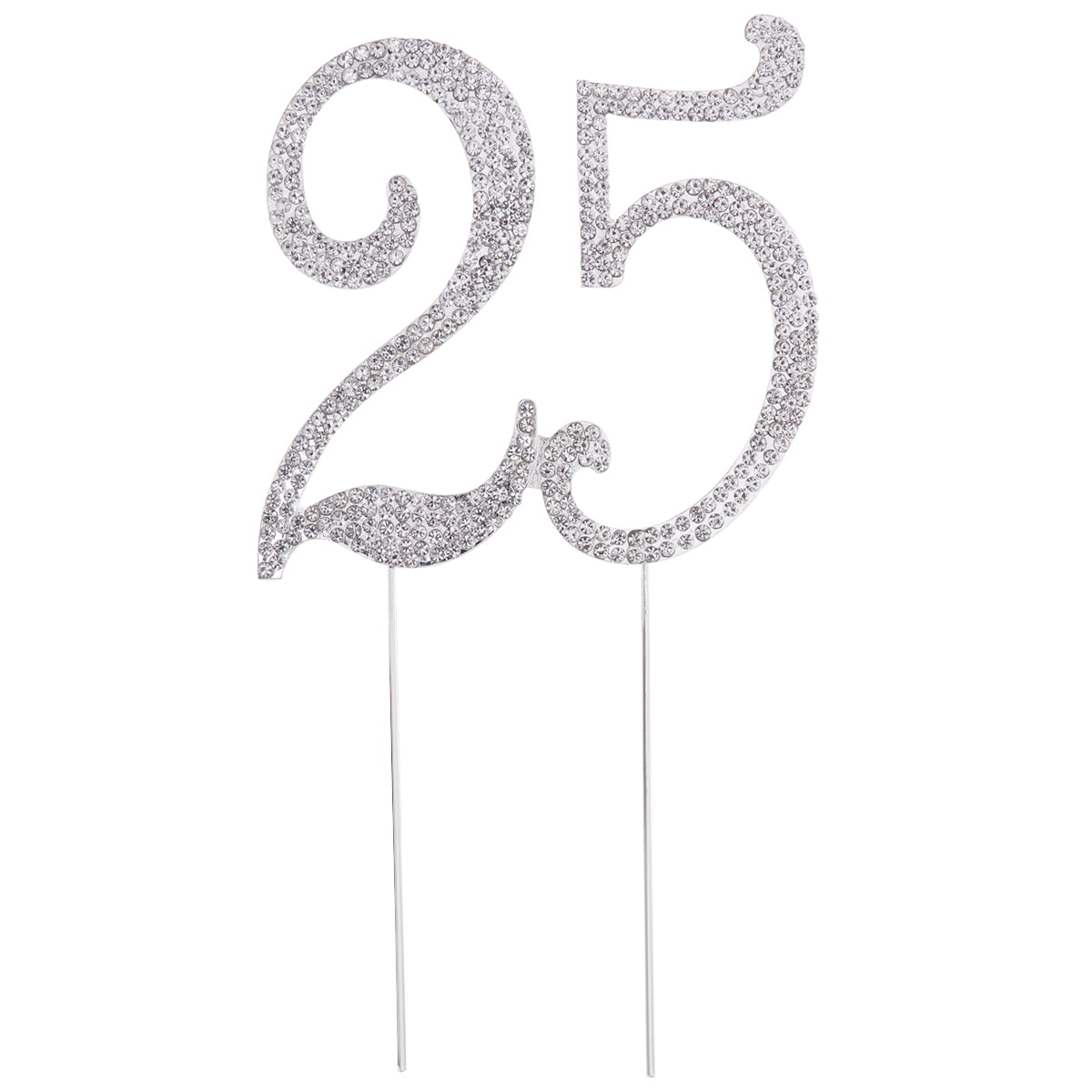 25 Cake Topper for Birthday or Anniversary with Crystal Rhinestones ...