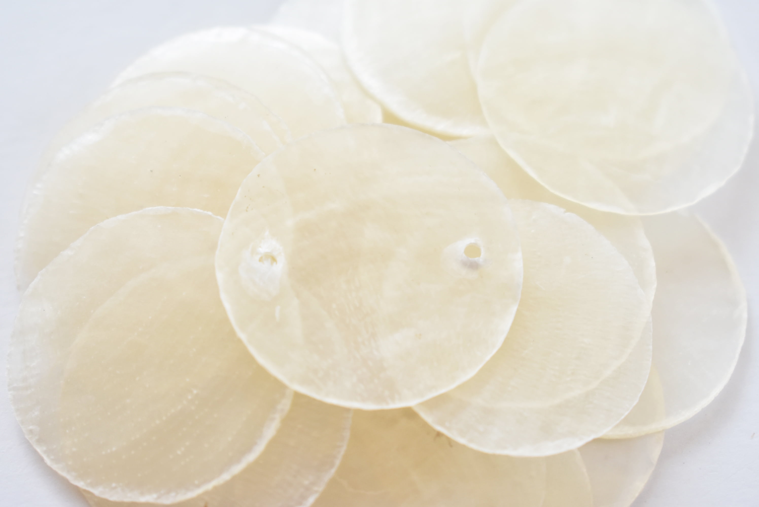 25 Capiz Shells White Round 1" (25mm) Diameter Two Holes Crafts ...
