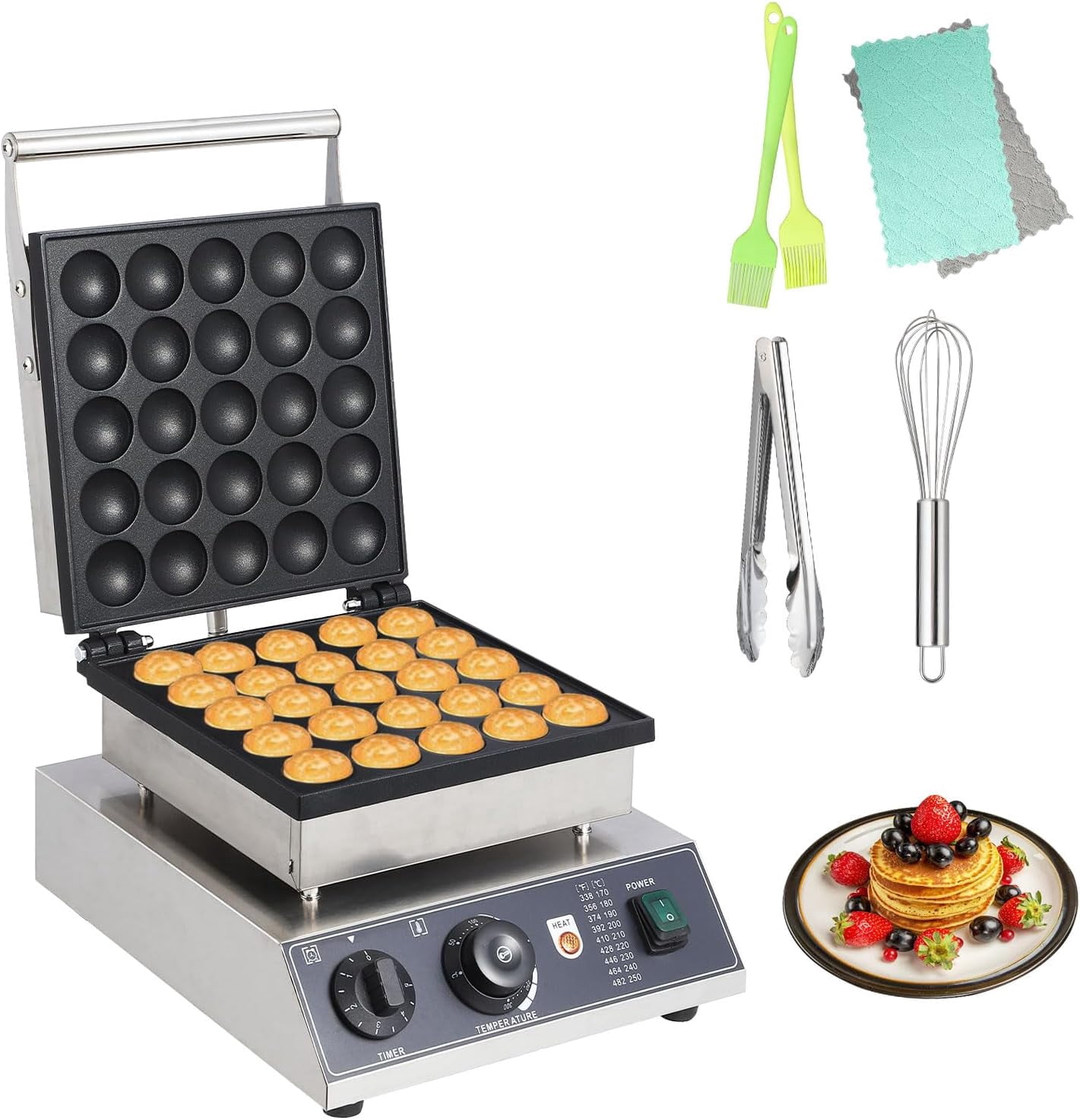 25-Cavity Commercial Pancake Baker, Stainless Electric Muffin Maker ...