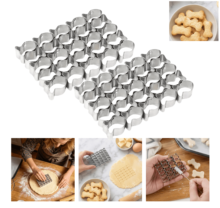 25 Cavity Dog Bone Cracker Cutter, Non-stick Cracker Cutter Mini Dog ...