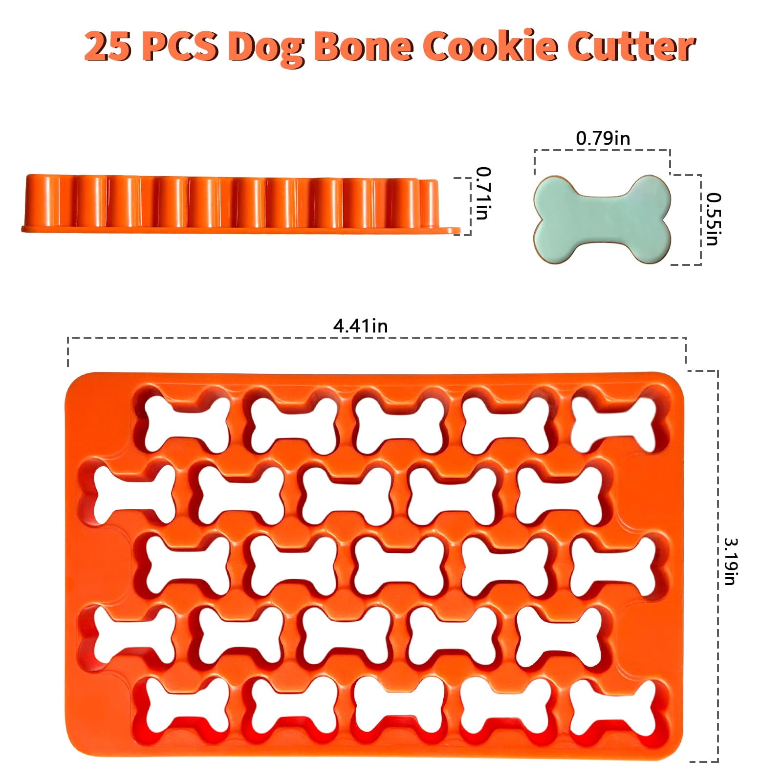 25-Cavity Mini Dog Bone Cracker Cookie Cutter, Mini Plastic Bone ...