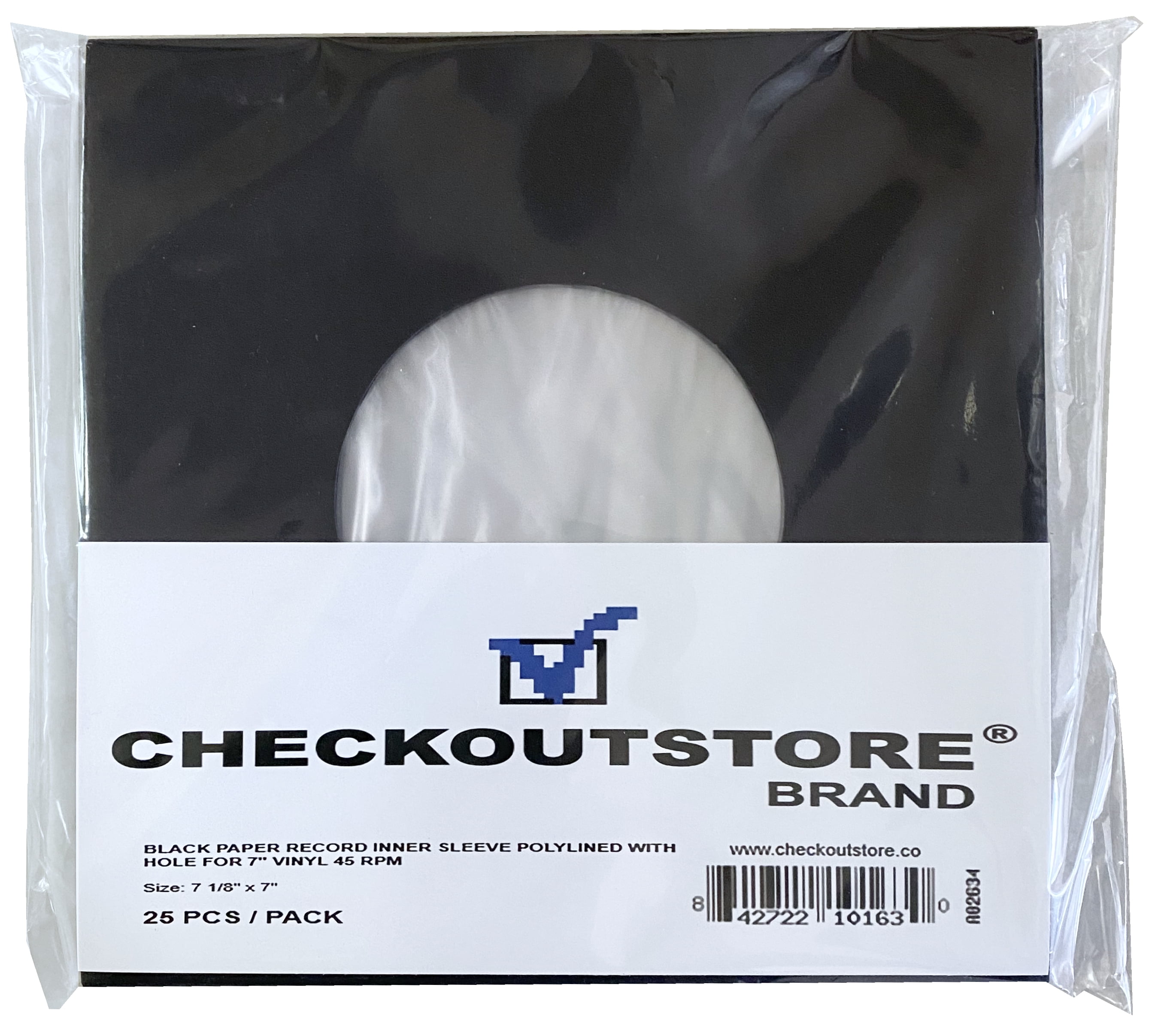 25 CheckOutStore Black Paper Record Sleeves Polylined With Hole for 7 ...