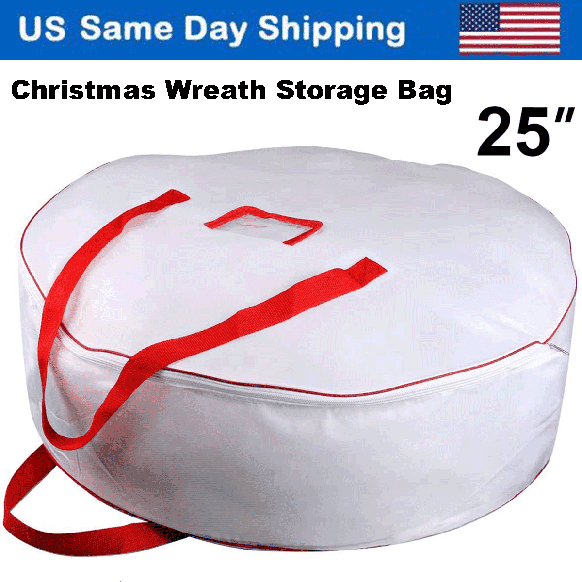 25" Christmas Wreath Storage Bag For 25" Artificial Wreaths with ...