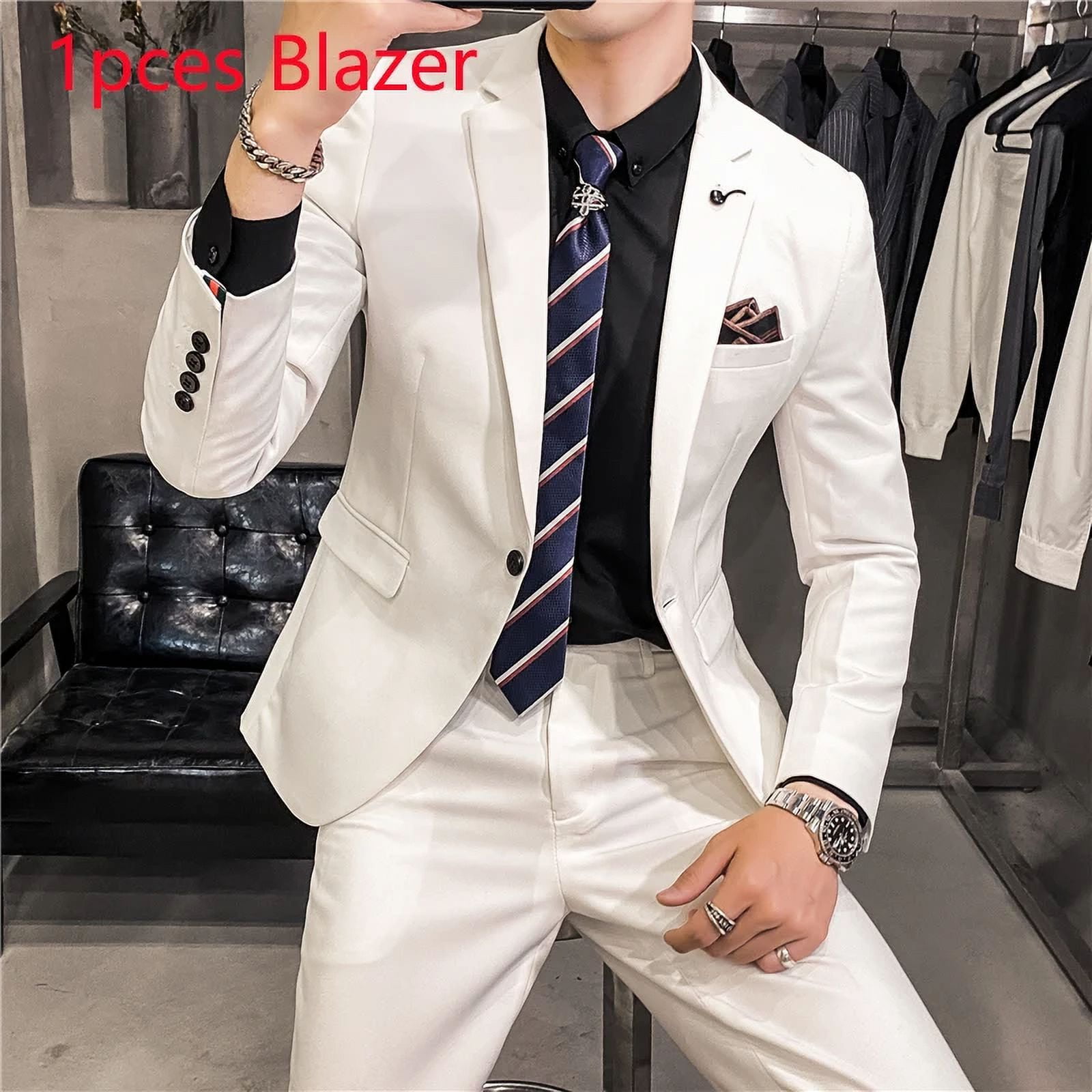 25 Colors 1 Pcs Blazer No Pants S-7XL New Wedding Dress Formal Business Slim Mens Suit Jacket ...