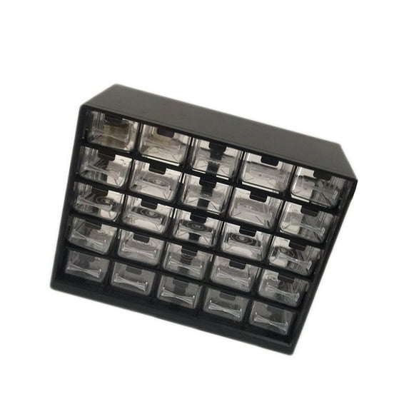 25-Compartment Clear Storage Box with Adjustable Dividers, Stackable ...