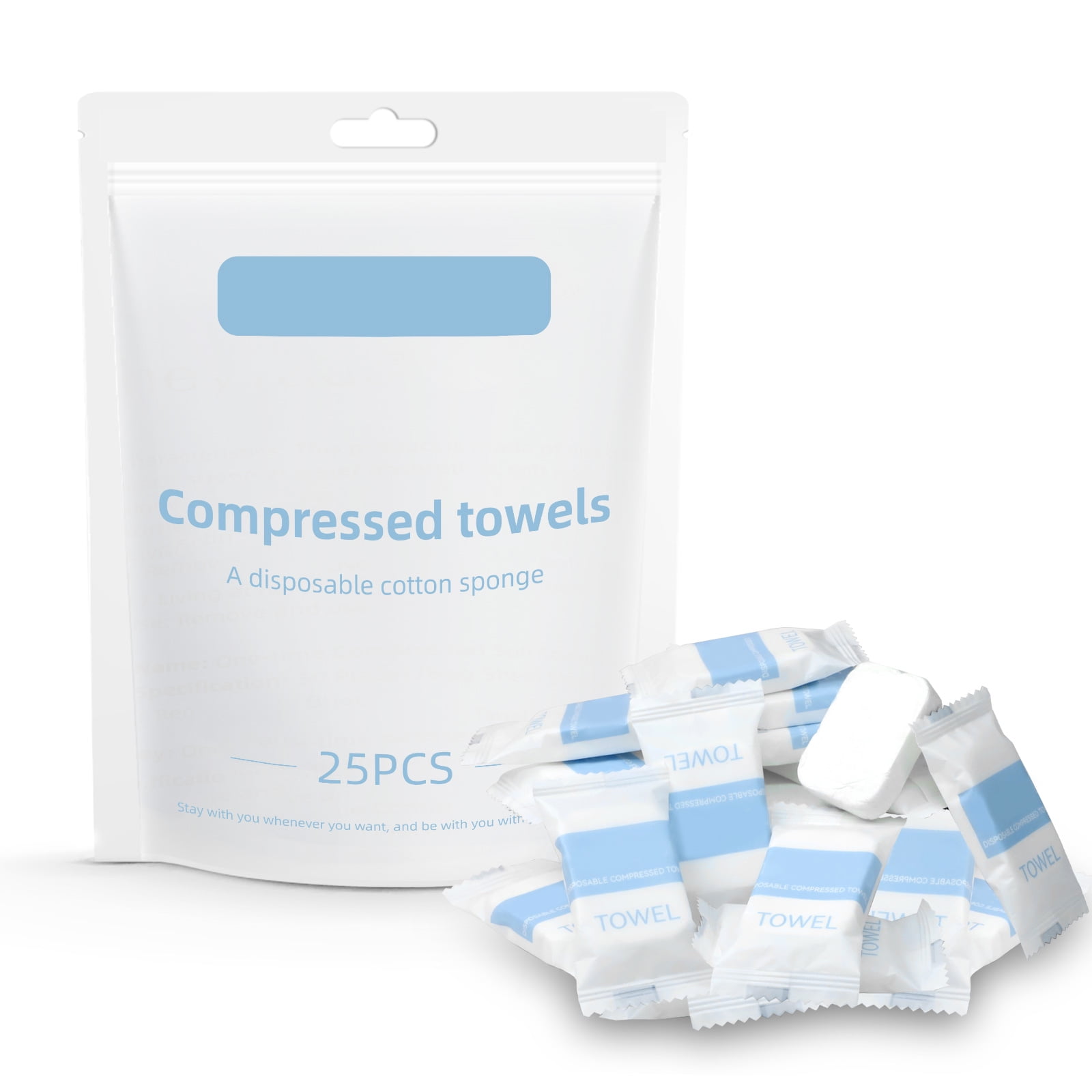 25 Disposable Portable Face Towels, Camping Towel, Portable Compressed ...