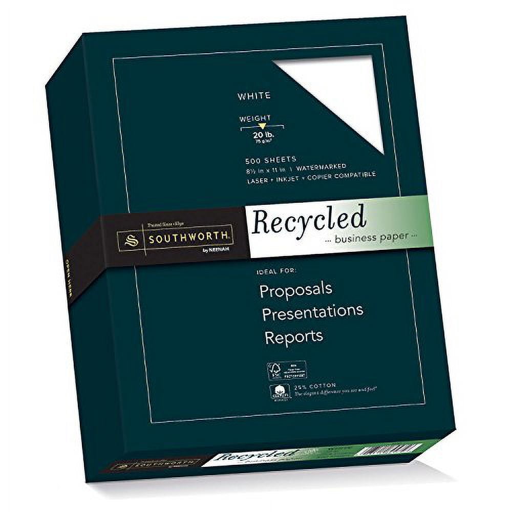 25% Cotton Recycled Business Paper, 20lb, 90 Bright, 8 1/2 X 11, 500 ...