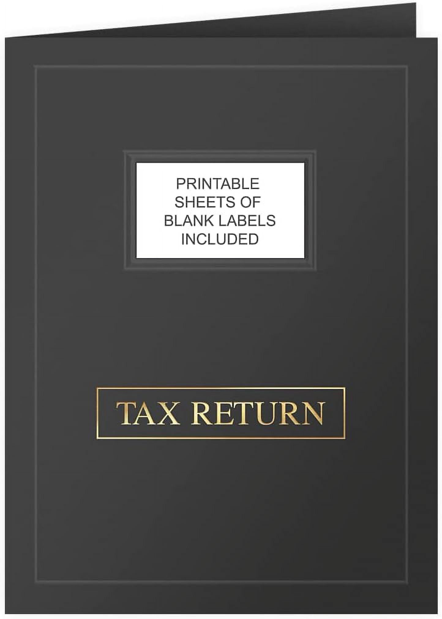 25 Count, Black, Tax Return Pocket Folders, Gold Foil with Customizable ...
