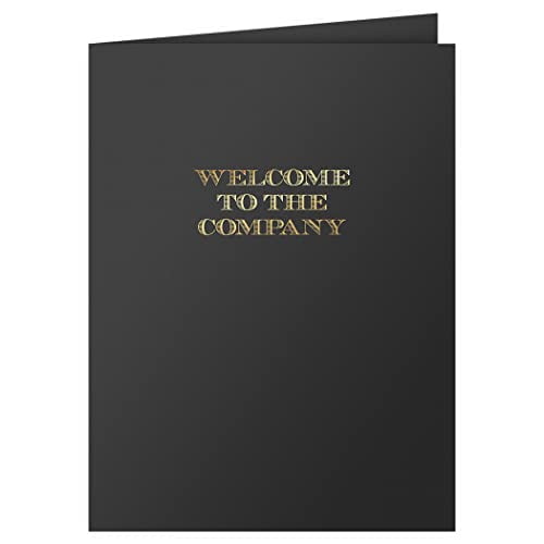 25 Count, Black, Welcome to The Company Pocket Folders, Gold Foil ...