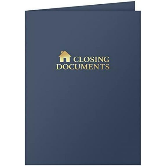 25 Count, Blue, Closing Documents Pocket Folders, Gold Foil Stamped ...