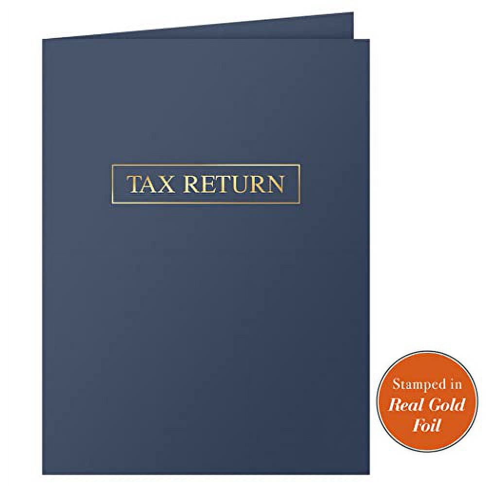 25 Count, Blue, Tax Return Pocket Folders, Gold Foil Stamped, for Tax ...