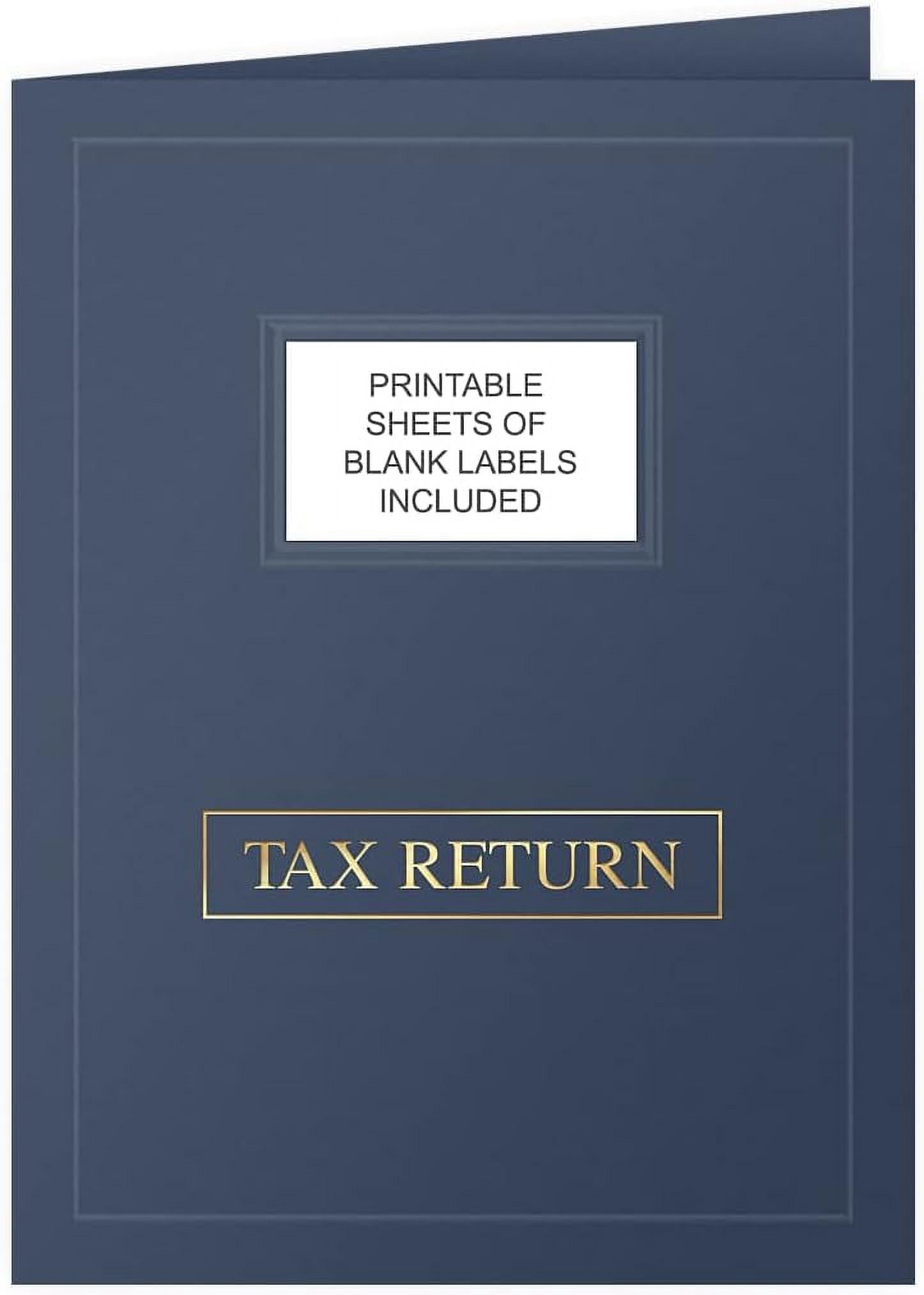 25 Count, Blue, Tax Return Pocket Folders, Gold with Customizable ...