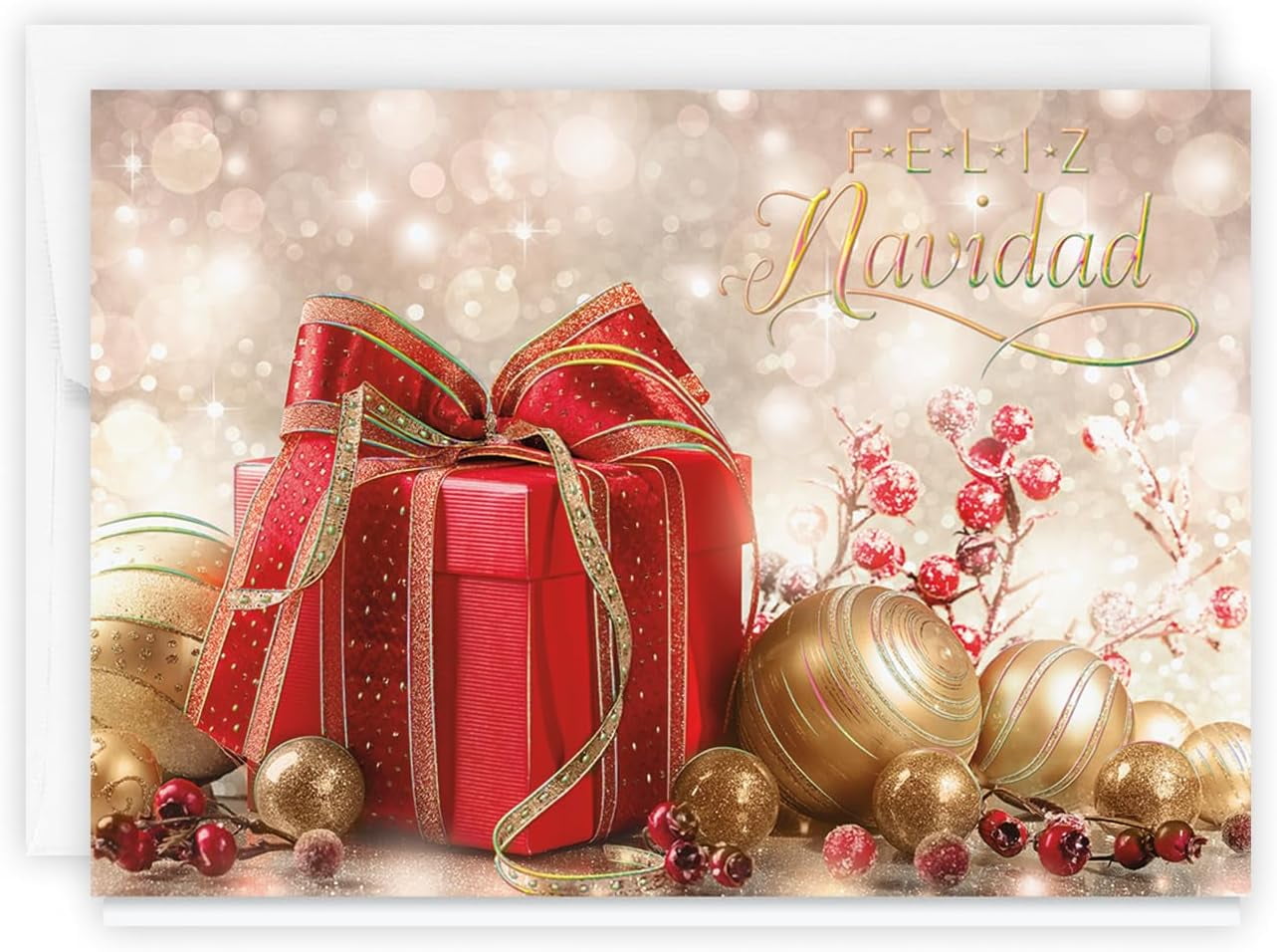 25 Count Card Pack, Spanish Christmas Cards with Foil Lined Envelopes ...