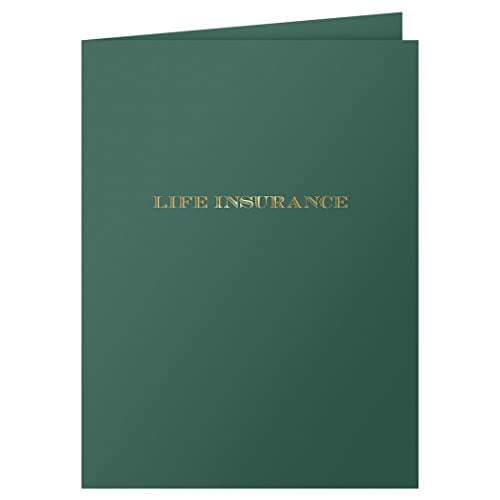 25 Count, Green, Life Insurance Pocket Folders, Gold Foil Stamped, for ...