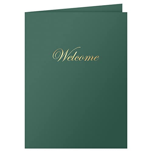 25 Count, Green, Welcome Pocket Folders, Gold Foil Stamped, for HR ...
