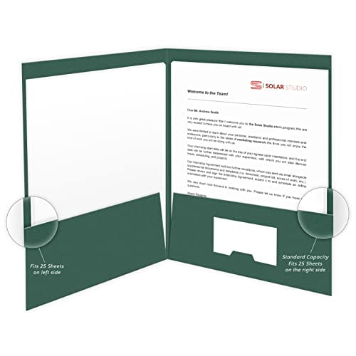 25 Count, Green, Welcome to The Company Pocket Folders, Gold Foil ...