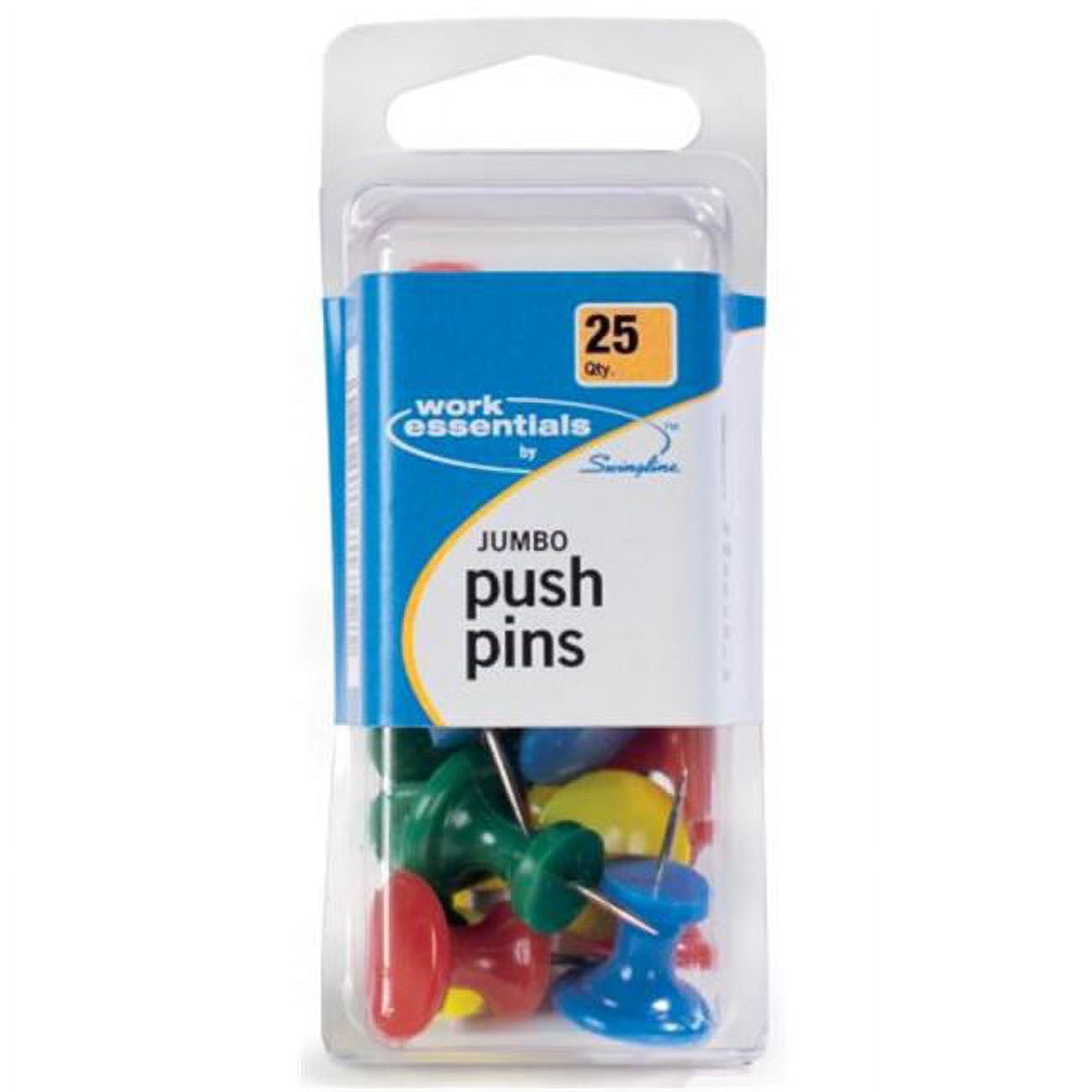 25 Count Jumbo Assorted Colored Push Pins - Walmart.com