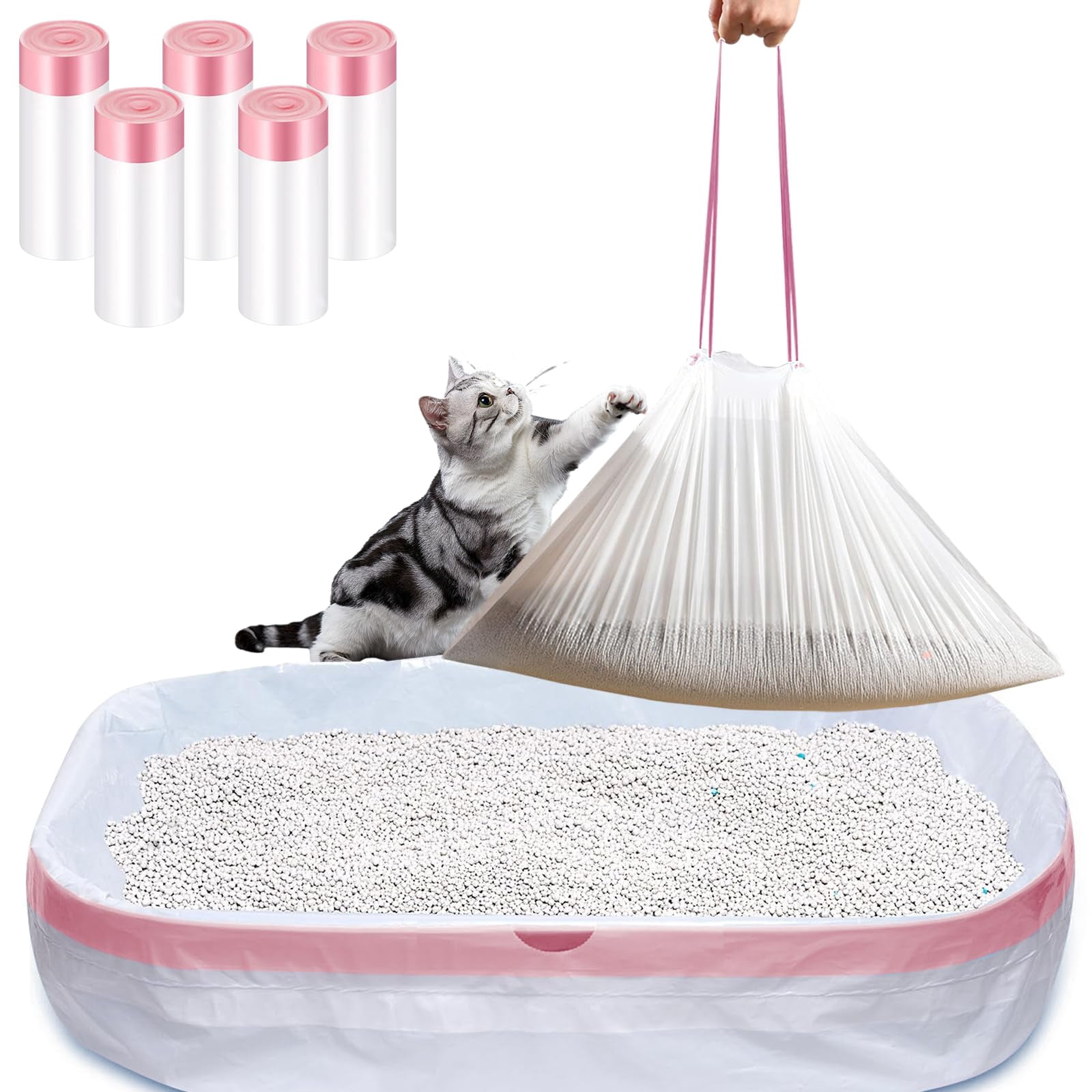 25 Count Jumbo Cat Litter Box Liners, Heavy Duty Cat Litter Bags, Extra ...