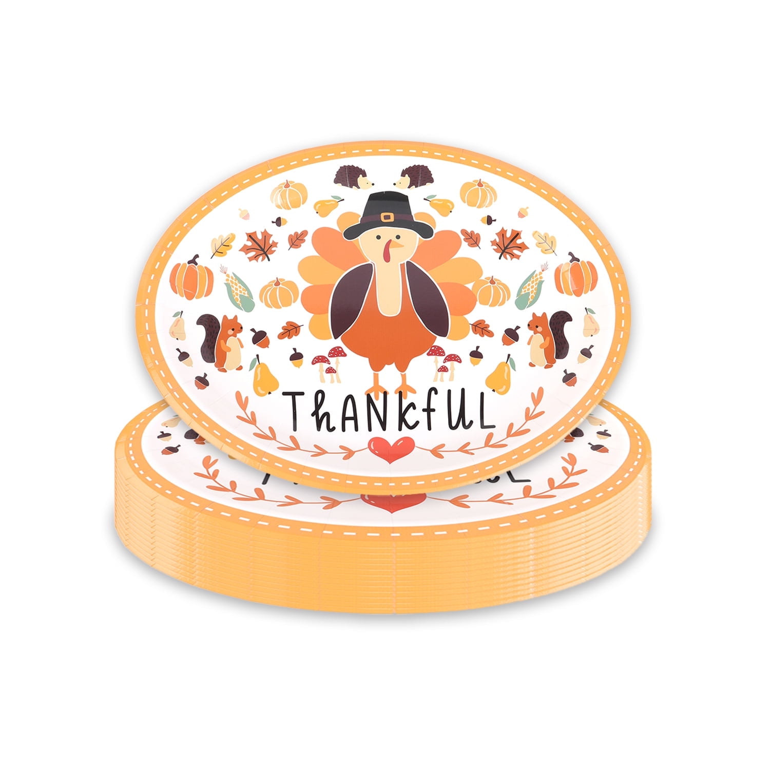 "Festive 25-Pack Thanksgiving Paper Plates, 12.3""x9.3"", Autumn Fall ...