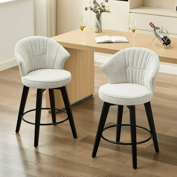 25" Counter Height Swivel Bar Stools Set of 2 with Ergonomic Wingback ...