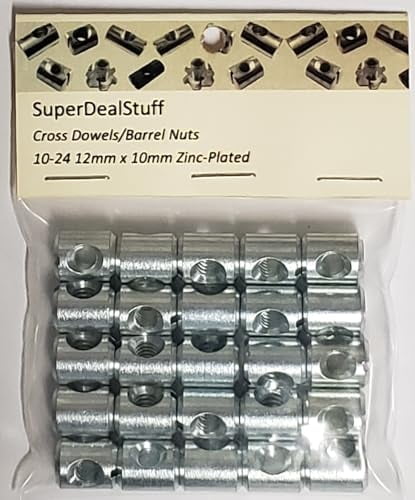 (25) Cross Dowels/Barrel Nuts - 10-24 12mm X 10mm Zinc-Plated CNC ...