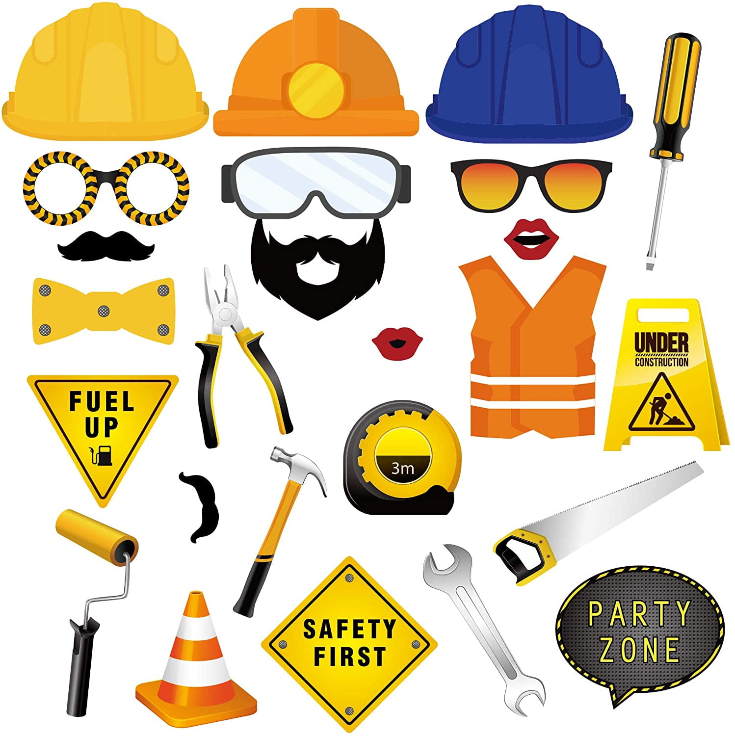 25 Ct Construction Photo Booth Props Construction Party Decorations ...