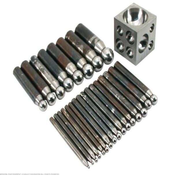 25 Dapping Punches & Doming Block Metalworking Silver Gold Jewelry ...