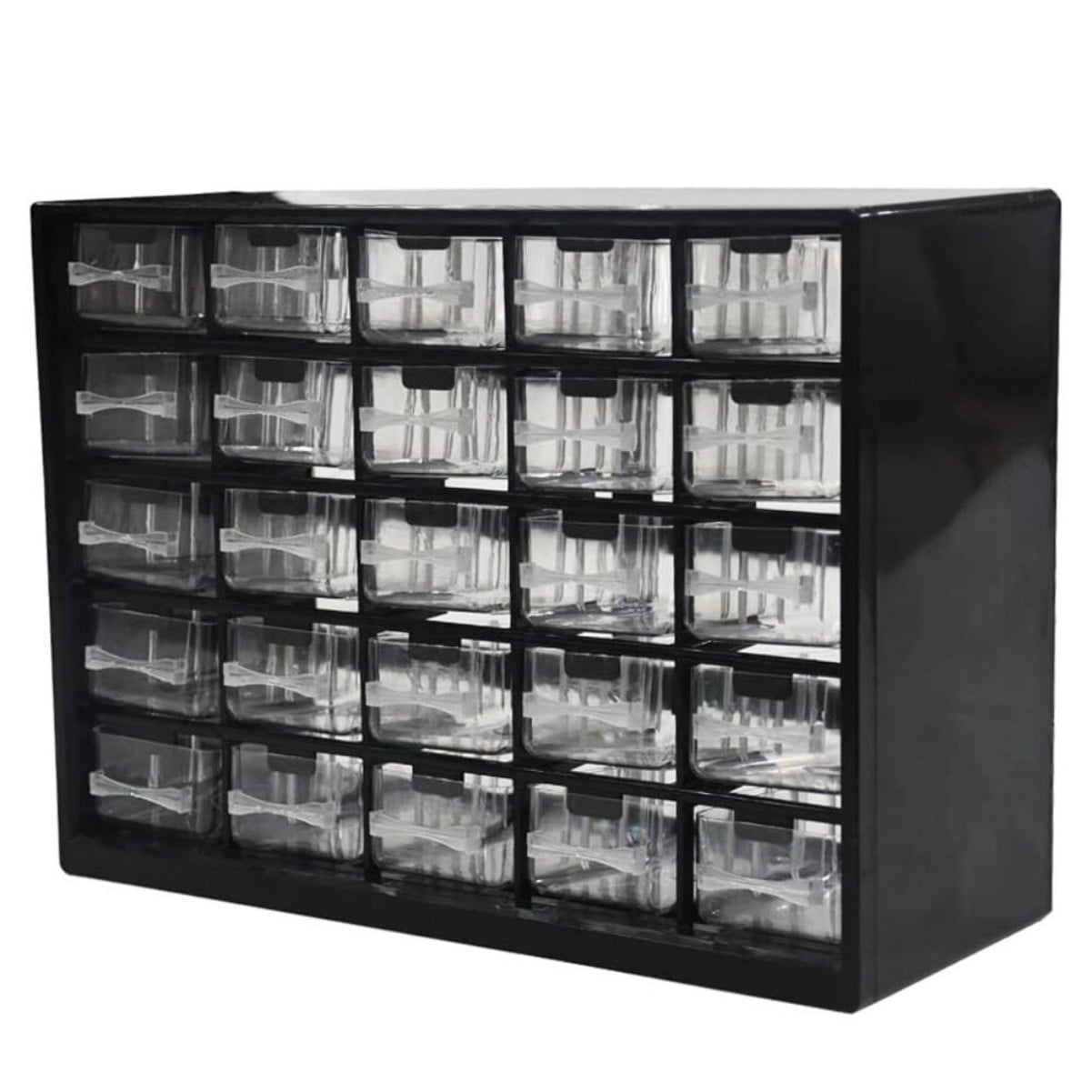 25-Drawers Small Parts Organizer Black Plastic Hardware Storage Cabinet ...