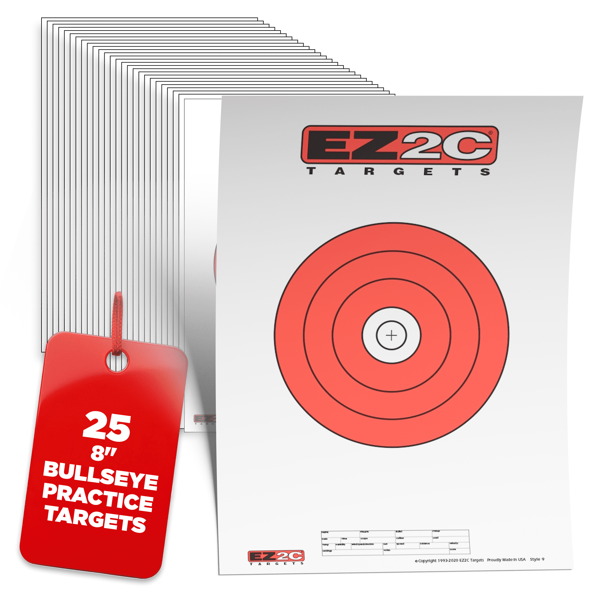 25 EZ2C Style 9 Paper Targets for the Range 11" x 17" USA MADE Tear-Off ...