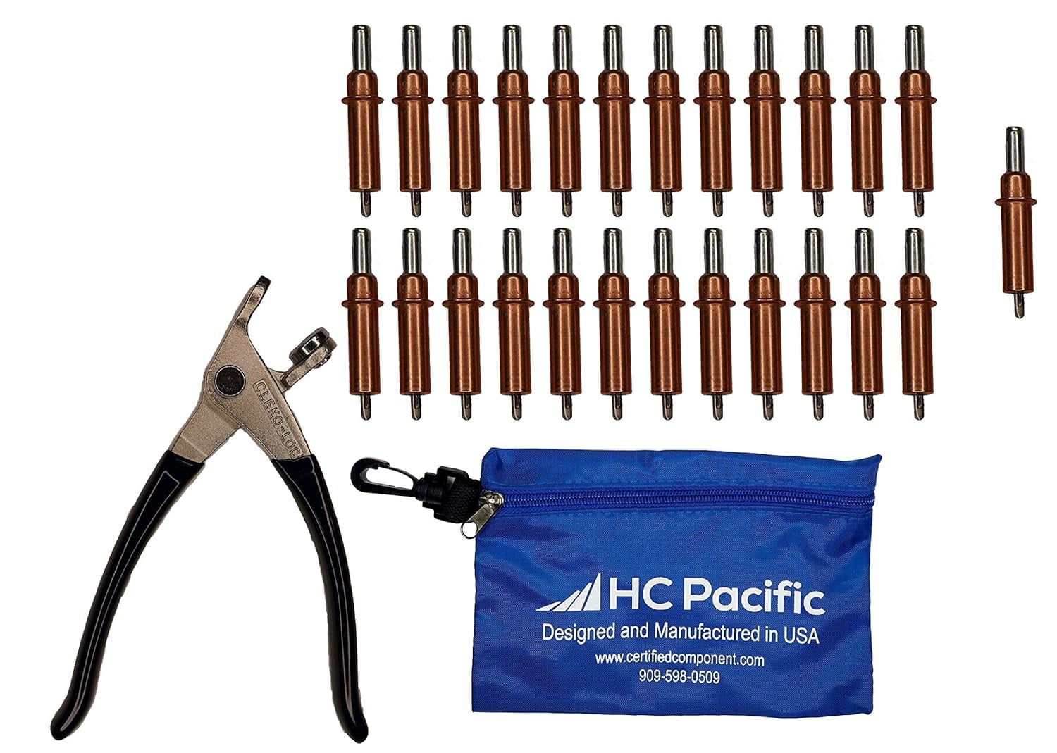 25 Each C1/8 Cleco Fasteners (Made in USA) with Cleco Pliers & Pouch ...