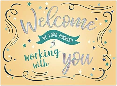 25 Employee Welcome Cards - Fun Typographic Design with Silver ...