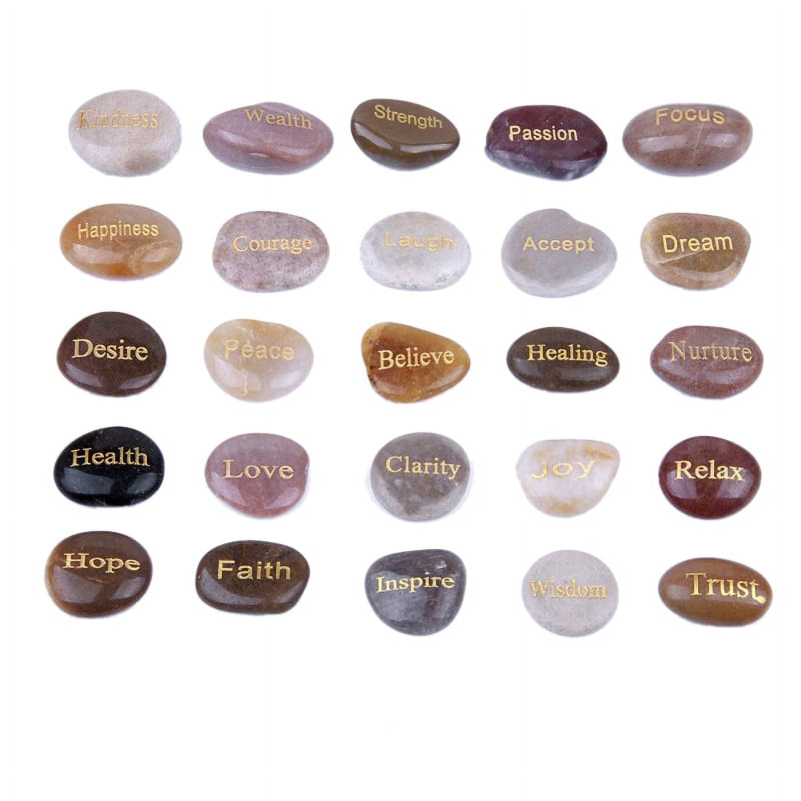 25 Engraved Inspirational Stones with Words of Encouragement Gold for ...
