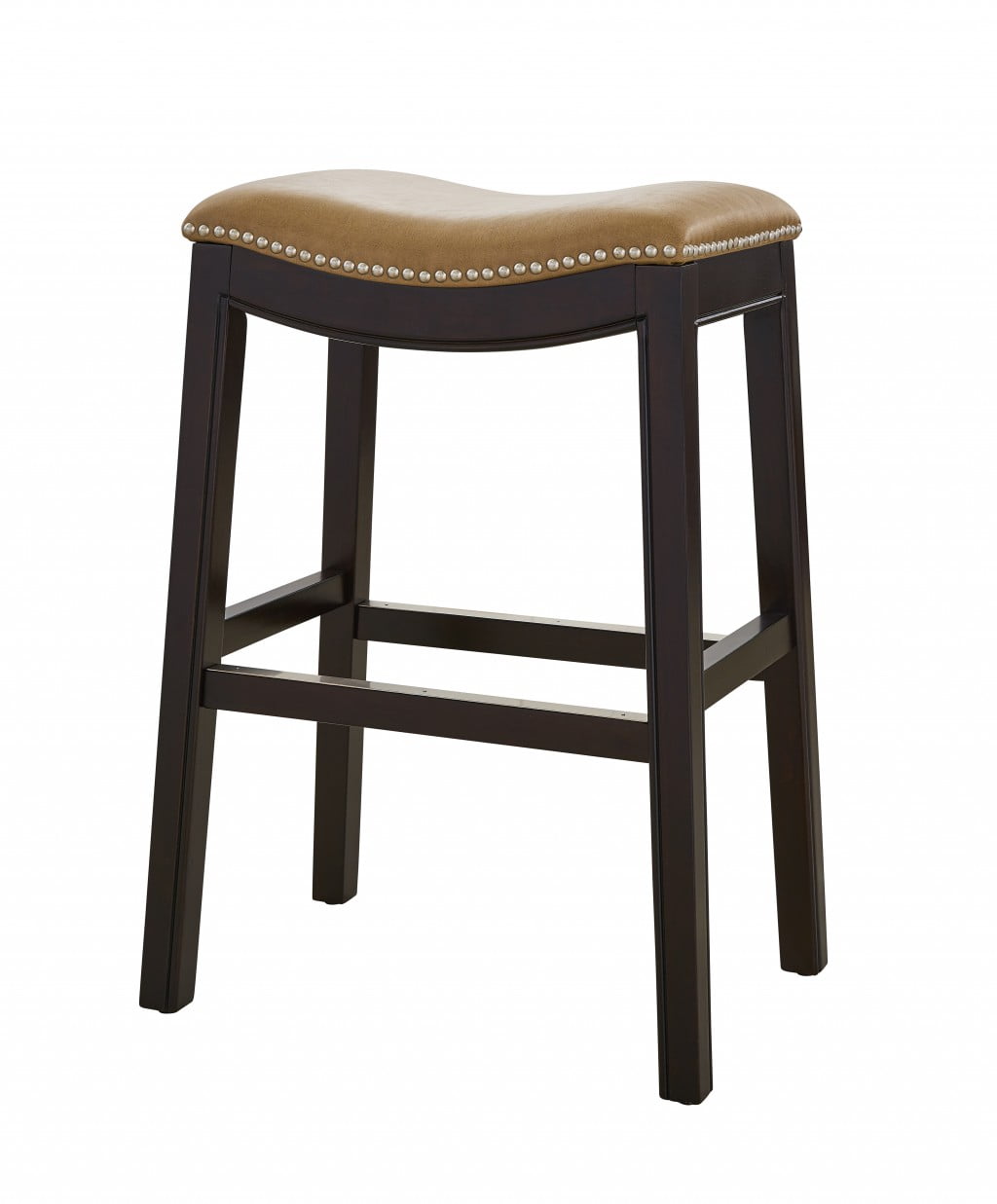 25" Espresso and Carmel Saddle Style Counter Height Bar Stool - Walmart.com