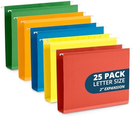 25 Extra Capacity Hanging File Folders Letter Size 2 Inch Expansion ...