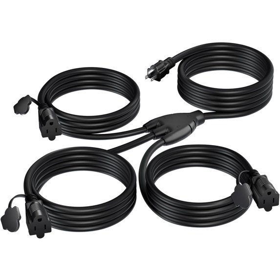 - 25 FT Christmas Lights Outdoor Extension Cord 1 to 3 Splitter, 3 ...