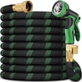 25 FT Non-Expanding Garden Hose — Black and Green, Ultra-Light ...