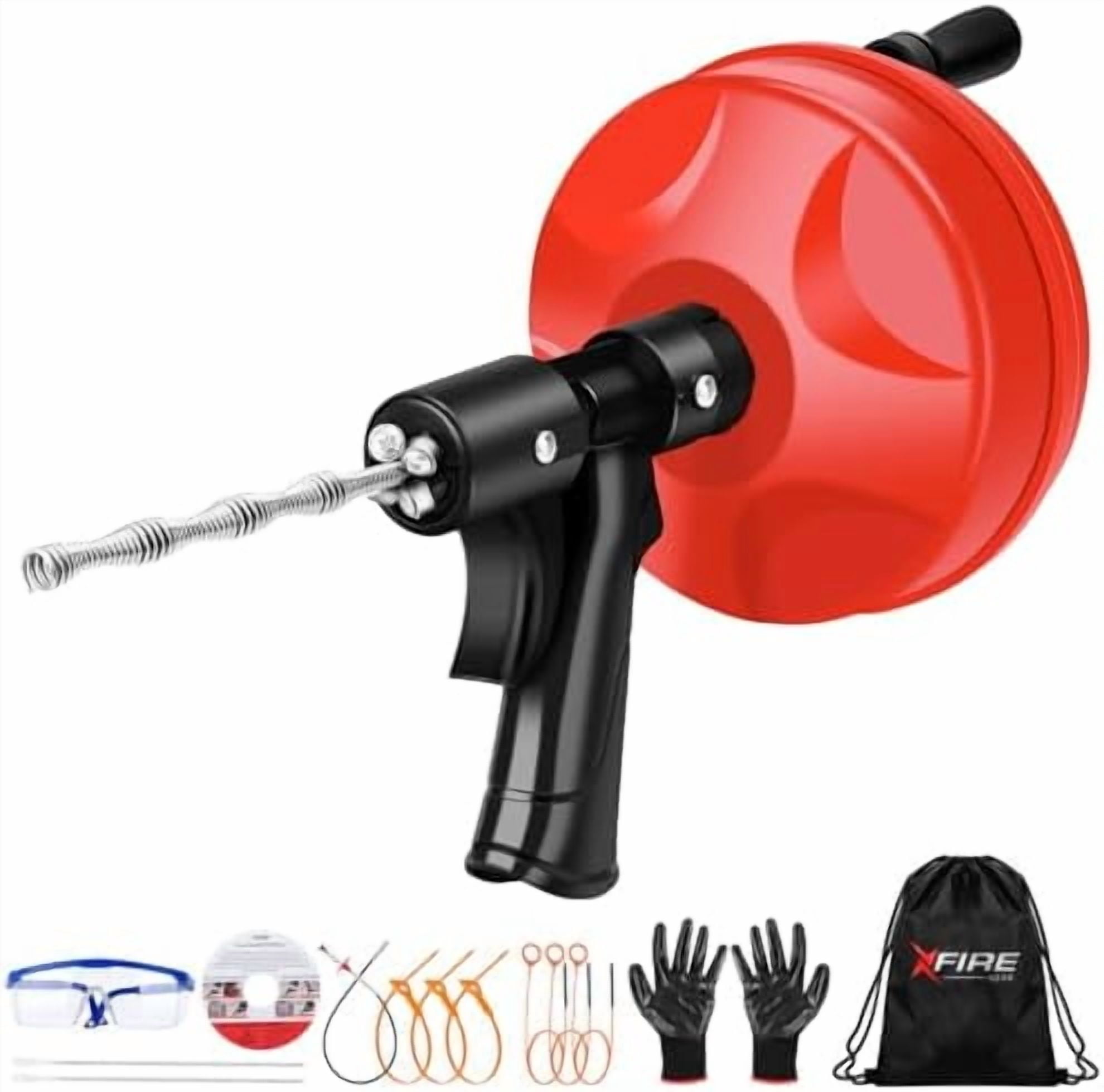 25 FT Plus Double Mode Drain Snake Tools, 13-in-1 Drain Auger for Sink ...