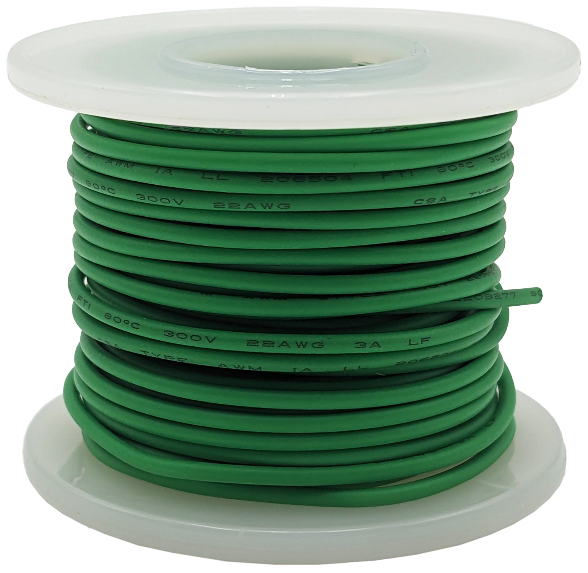 25 Feet Green 22 Gauge Solid Hook-Up Wire, Tinned Copper, PVC Insulation (Shade May Vary ...