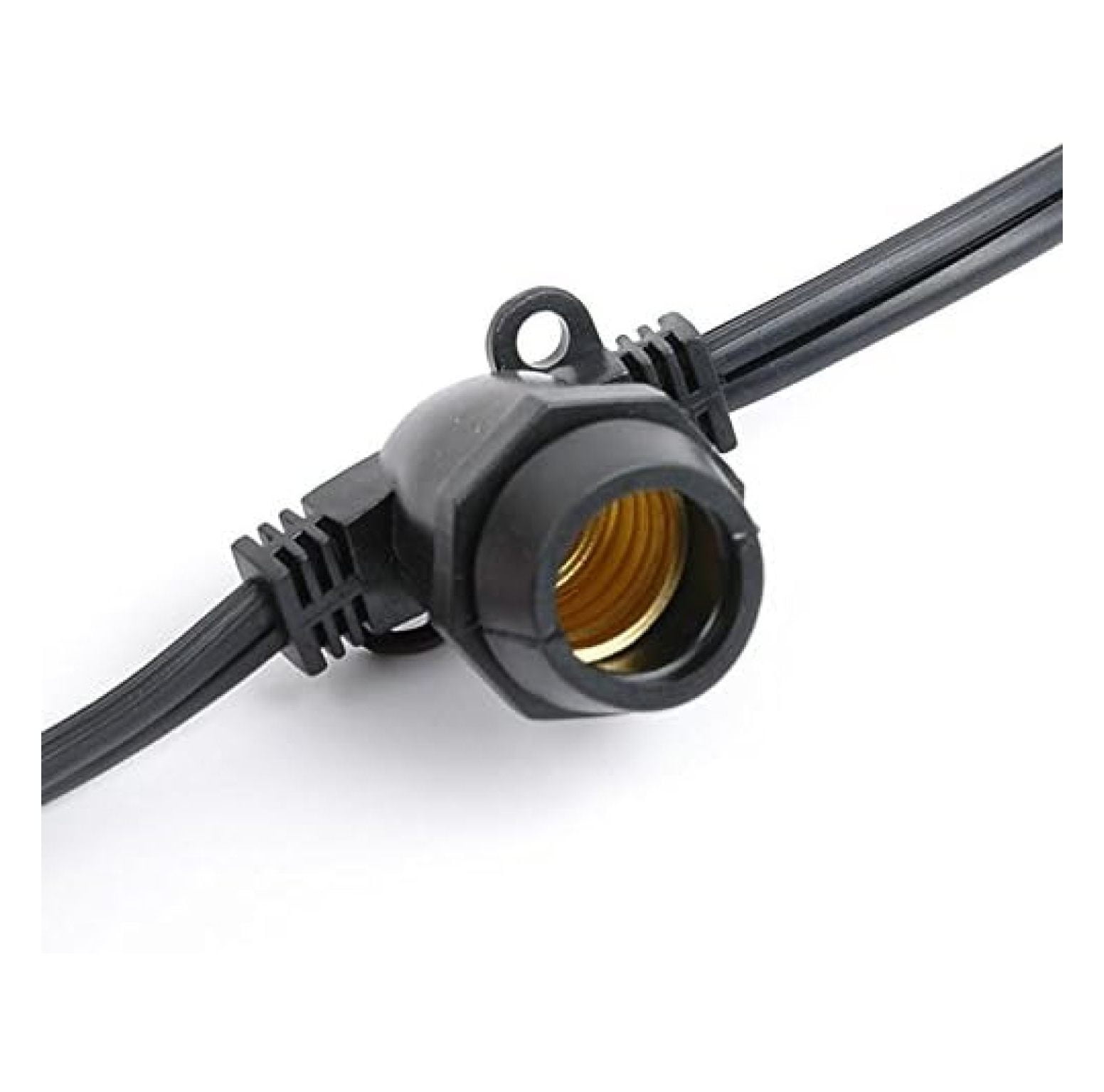 25 Feet Heavy Duty Light String with 25 in-Line E17 Sockets, Black Wire ...