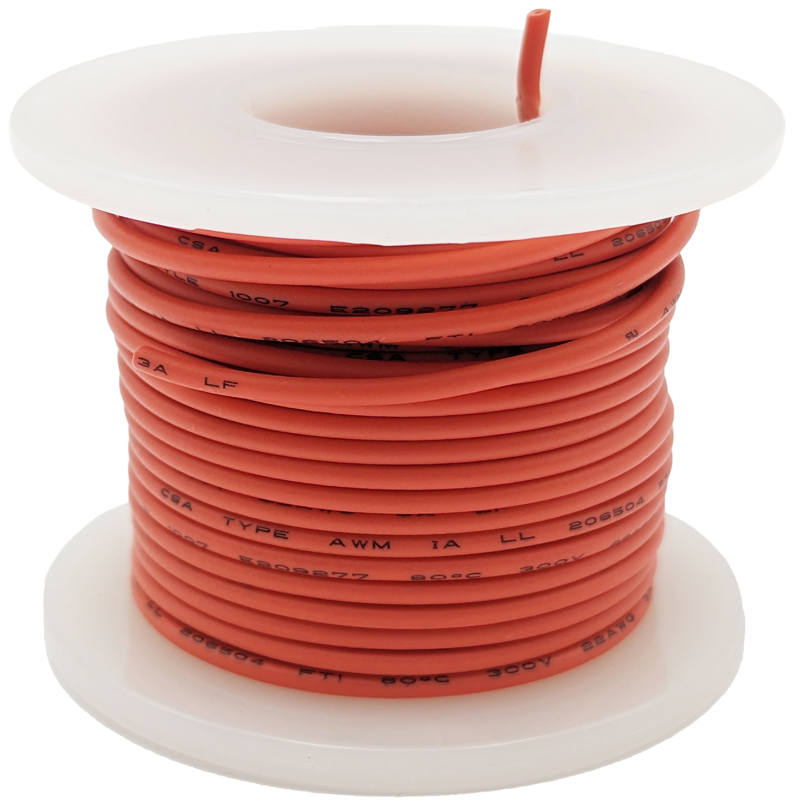 25 Feet Orange 22 Gauge Solid Hook-Up Wire, Tinned Copper, PVC ...
