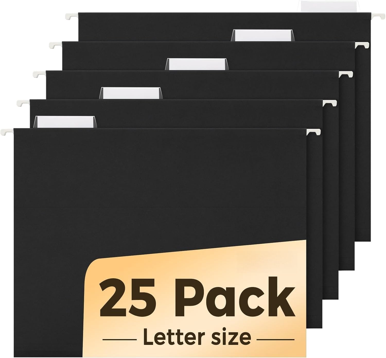 25 File Folders, Black Folders, File Folders Letter Size with 1/5-cut ...