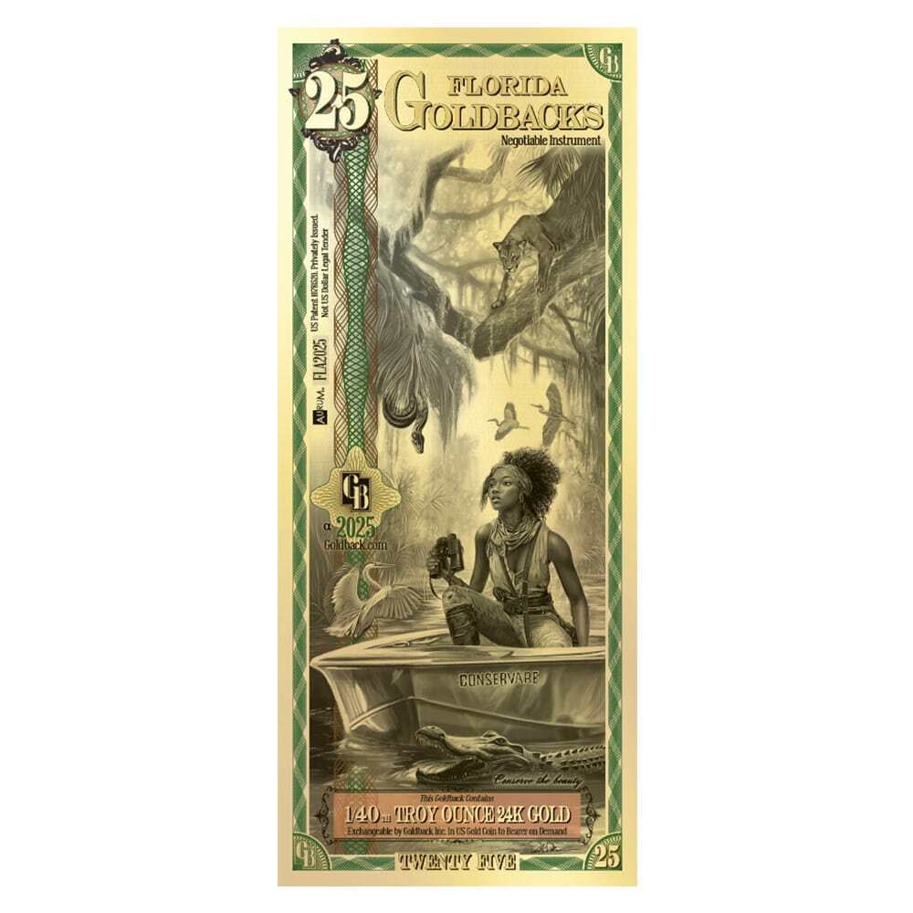 25 Florida Goldback 1/40 oz 24K Gold Foil Aurum Note - Walmart.com