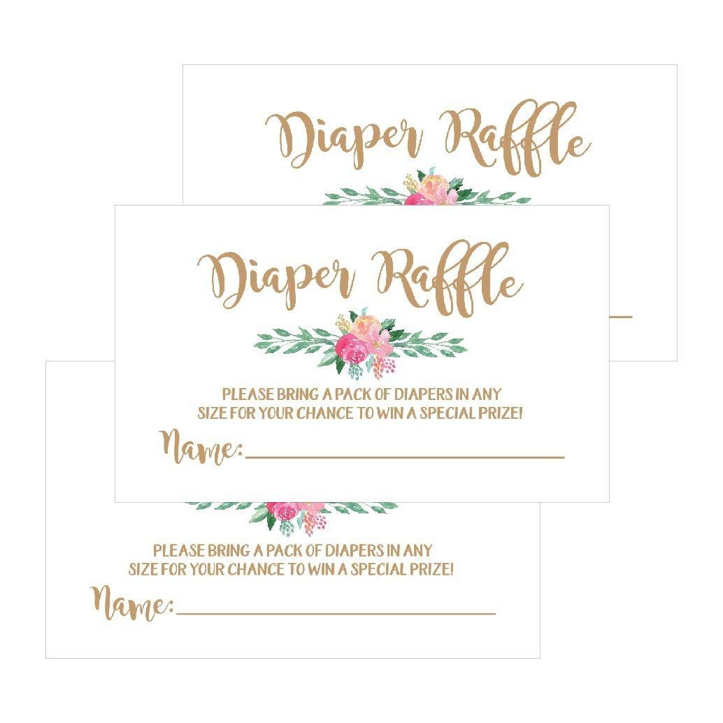 25 Flower Diaper Raffle Ticket Lottery Insert Cards For Gold Girl ...