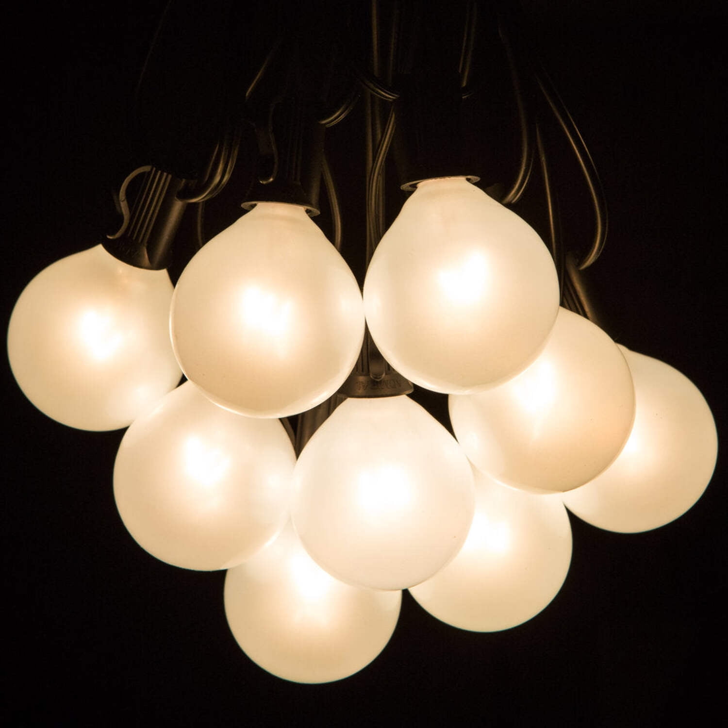 25 Foot G50 White Satin Pearl String Light with Black Wire - Walmart.com
