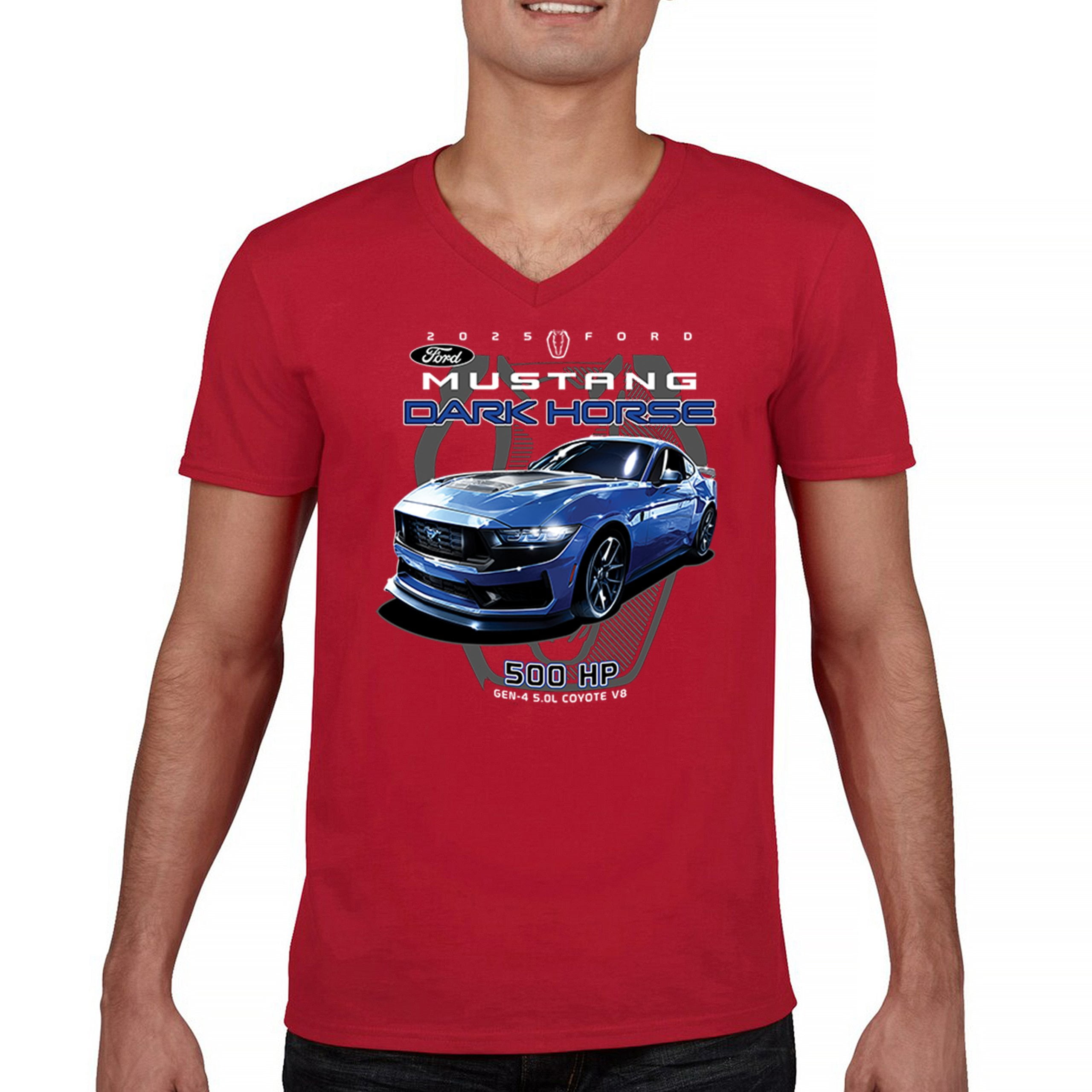 25 Ford Mustang Dark Horse V-Neck T-shirt 500 HP Performance Modern ...