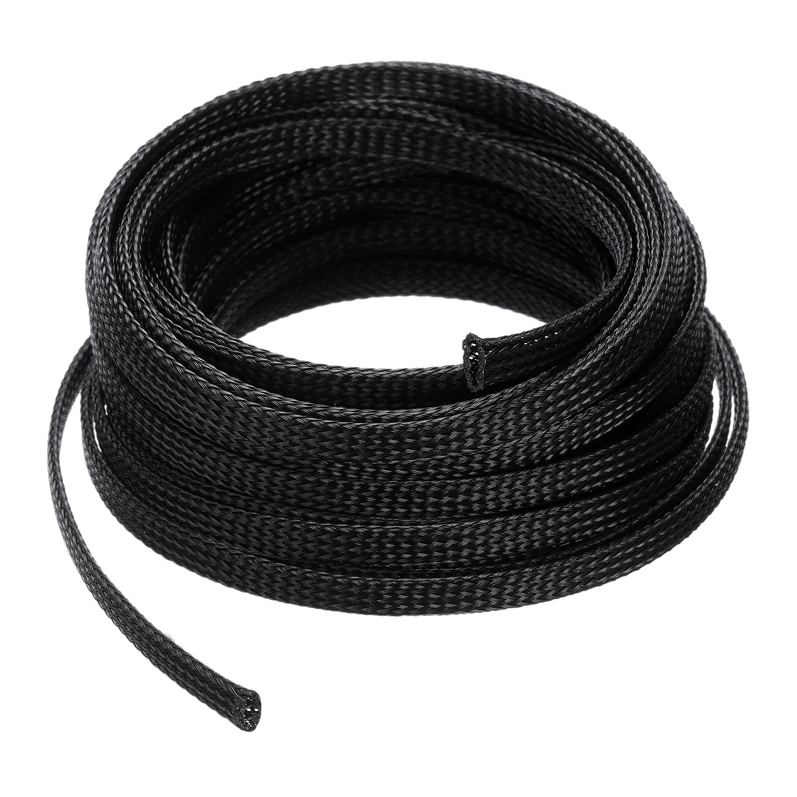 25 Ft - 1/4 In Expandable Braided Cable Sleeving, PET Cable Management ...